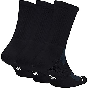 Nike Unisex Jordan Jumpman Crew Socks (3 Pack) Black/Black/Black (Men's Shoe Size 6-8)