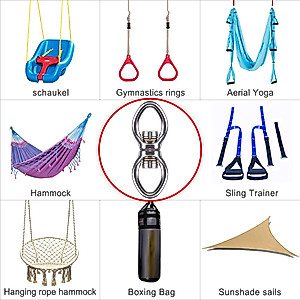 Dolibest Swing Swivel with 2 Bearing,Safest Rotational Device Hanging Accessory for Aerial Silks Dance, Web Tree Swing, Children's Swing, Yoga Swing Sets Hanging Hammock,800LB Capacity