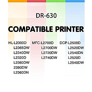 (1 x Drum) Green Toner Supply Compatible DR630 Drum Unit (Drum only) Replacement for DCP-L2520DW DCP-L2540DW MFC-L2700DWMFC-L2740DW Printer