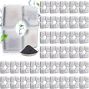 Sweetude 40 Pcs Cat Fountain Filter Replacement Dog Drinking Fountain Filter Cat Water Filter Replacement PET Fountain Filter Ion Exchange Resin and Coconut Activated Carbon Filter for Cat Dog Waterer