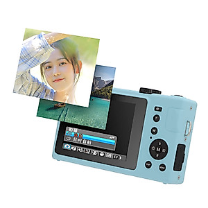 Digital 1080P FHD Mini Video Camera 24MP with 3 inch LCD Screen, Portable Micro Single Mirrorless Camera 16X Digital Zoom, Rechargeable Students Compact Pocket Camera, for Kids,Adult,Beginners(Blue)