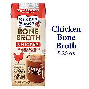 Kitchen Basics Turmeric & Ginger With Lemongrass Chicken Bone Broth, 8.25 oz Carton, (Pack of 12)