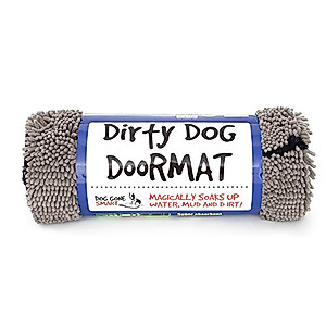 Dog Gone Smart Dirty Dog Microfiber Paw Doormat - Super Absorbent Dog Mat Keeps Paws & Floors Clean - Machine Washable Pet Door Rugs with Non-Slip Backing | Medium Grey