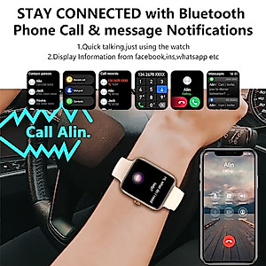 Smart Watch (Answer/Dial Call),1.81" Touch Smart Watch with Heart Rate & Sleep Monitor,Fitness Tracker with SpO2/Sleep Monitor,Voice Assistant,Music and More,Smartwatch for iPhone iOS Android(gold)