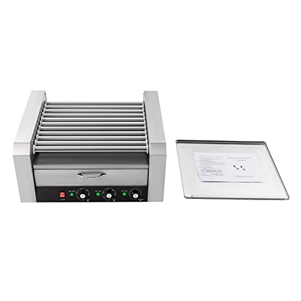 Commercial Hot Dog Machine Hotdog Grill Cooker with Bun Warmer 30 Hot Dog Warmer Roller Grill Cooker Machine for Shop, Snack,Bar 1560W