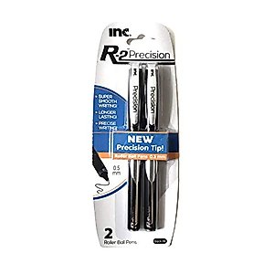 I-N-C R-2 Precision 0.5 Roller Ball Pens, Black, 2 Count