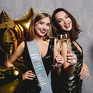 CURASA Silver Crystal Crown & Birthday Girl Sash Kit