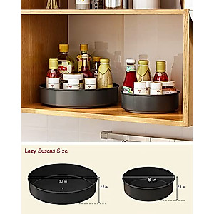 2 Pack Lazy Susan Organizers, Stainless Metal Sturdy Spice Rack with Turntable, Rotate Lazy Susan Seasoning Rack for Kitchen Pantry Cabinet Fridge Table Bathroom （10&8 Inch） Black