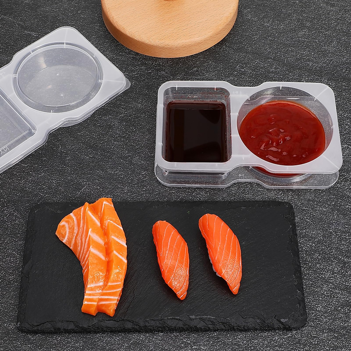 Gatuida Double Compartment Condiment Containers with Lids: 20PCS Disposable 2 Compartment Condiment Containers Seasoning Cup for Sauce Salad Travel Sampling