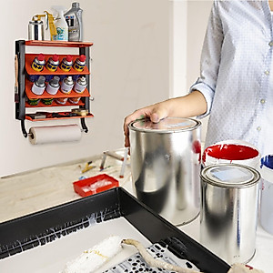 Wallmaster Spray Can Holder, Lube Can Wall Mount Storage Rack Heavy Duty Paint Bottle Organizer for Garage & Home | 8 Can Holes & 2 Shelf