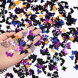 DIYASY 300 Gram Halloween Confetti Glitter,15000 Confetti Sprinkles Bats Spider Pumpkin Table Scatter for Halloween Table Decorations