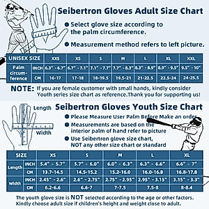 Seibertron S.P.B.G 2.0 Baseball/Softball Batting Super Grip and Protective Gloves Adult Black M