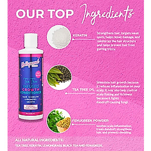 Hollywood Hair Bar Growth Conditioner - Infused with Purified Water, Tea Tree and Keratin, Vegan and Cruelty Free, 8 oz