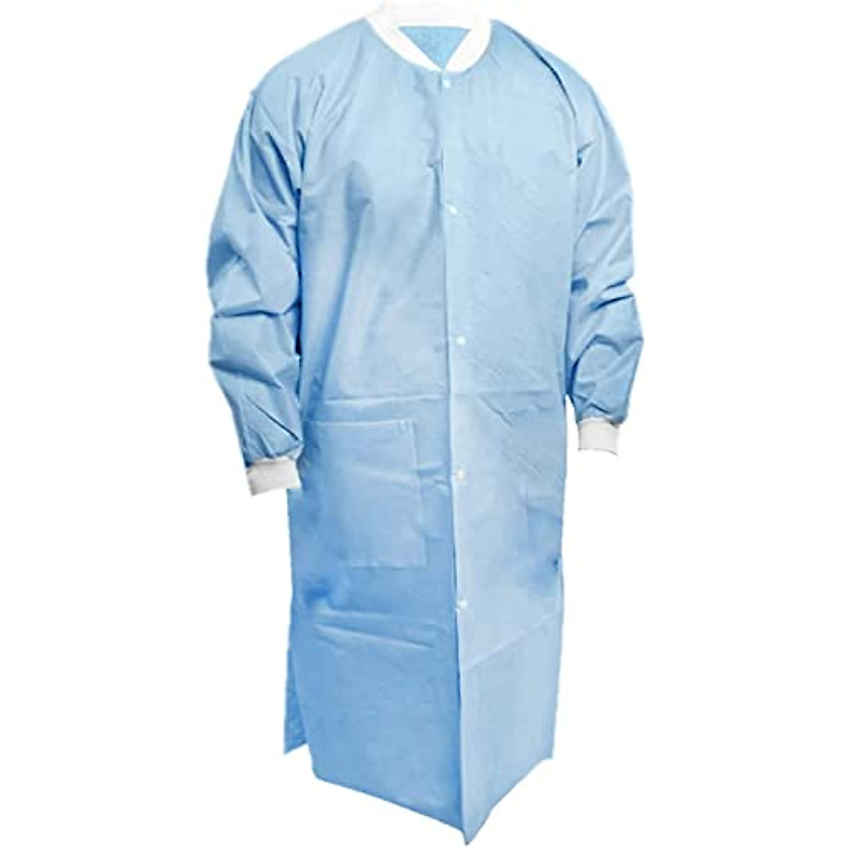 MEDICAL NATION Pack of 10 Disposable Lab Coats - Blue - Durable SMS Knee Length Lab Coat Unisex, Comfortable and Easy to Wear Labcoat, For Hospitals, Pharmacies, Laboratories, Dental Clinics - MEDIUM