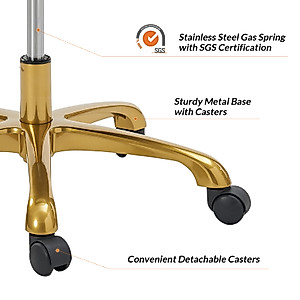 HULALA HOME Camel Leather Office Chair with Gold Legs, Swivel Desk Chair with Padded Seat and Armrests, Adjustable Height Task Chair