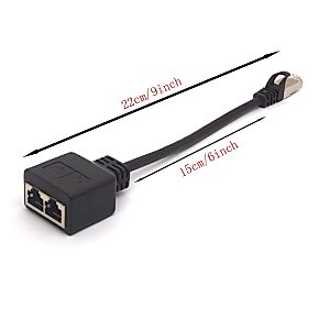 GLHONG RJ45 Adapter Cable RJ45 Male to Dual Female Adapter Extender Support Ethernet Cat 5/CAT 6 LAN for Switching Networks Between Two Computers (not Used as a Network Splitter)