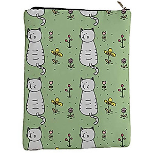 Cute Cats with Flowers Book Sleeve - Book Cover for Hardcover and Paperback - Book Lover Gift - Notebooks and Pens Not Included