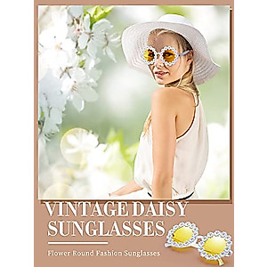 8 Pairs Daisy Sunglasses Disco Festival Sunglasses Fun Flower Sunglasses for Women Retro Floral Round Shape Sunglasses (Multi Colors)