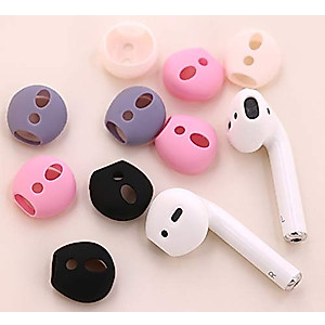 IiEXCEL (Fit in Case) Eartips for AirPods 1 AirPods 2, 5 Pairs Replacement Super Thin Slim Rubber Earbuds Ear Tips Skin Accessories for AirPods 1 & 2 (Fit in Charging Case) 5 Colorful