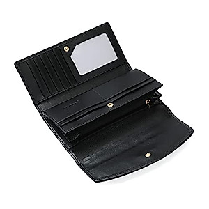 ArtsEye Roses Embossed Genuine Leather Trifold Wallet Purse (Black)