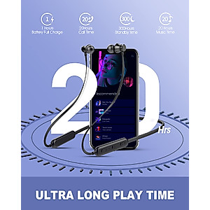 MUBIAO Bluetooth Headphones Neckband 20Hrs Playtime V5.0 Wireless Headset Sport Noise Cancelling Earbuds w/Mic for Gym Running Compatible with iPhone Samsung Android