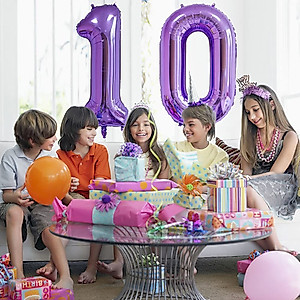 Xihuimay Number 10 Balloons 40 inch Digital Balloon Alphabet 10 Birthday Balloons Digit 10 Helium Balloons Big Balloons for Birthday Party Supplies Wedding Bachelorette Bridal Shower, Purple Number 10