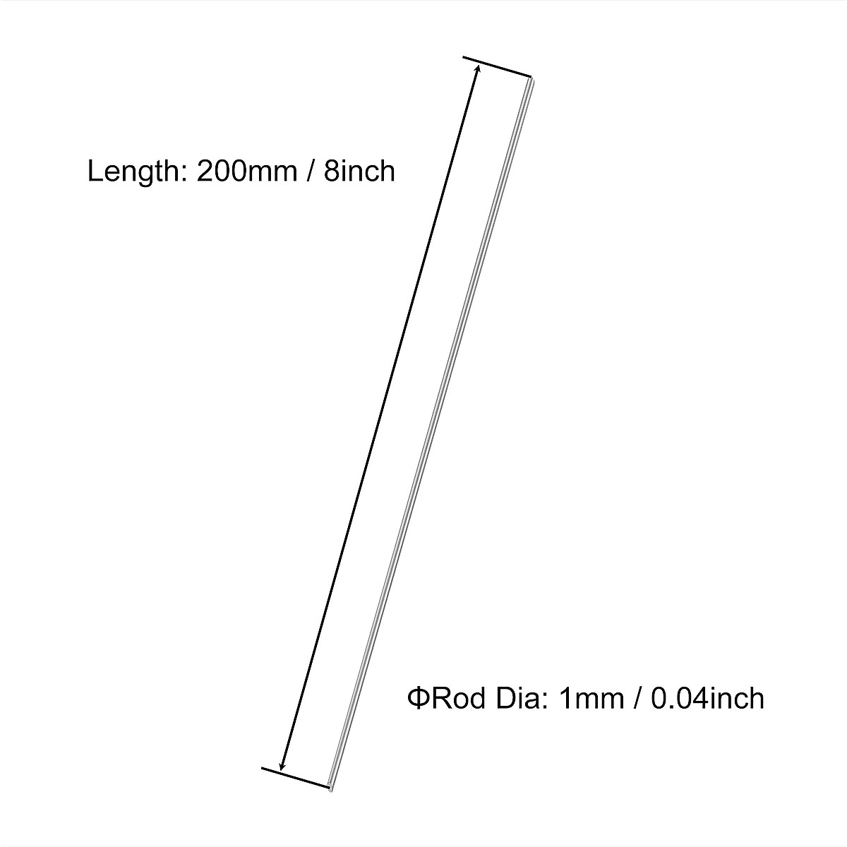 VictorsHome 1mm x 200mm 304 Stainless Steel Round Rod, Metal Solid Shaft Rods Lathe Bar Stock for DIY Crafts Model Car Helicopter Airplane 10pcs