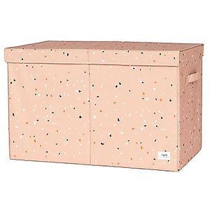 3 Sprouts Recycled Fabric Toy Chest Storage Box - Extra Large Toy Storage Box, Sturdy Toy Bins - Kids Organizer for Bedroom - Toybox Basket with Lid for Kids, Toddlers, Boys, Girls - Terrazzo Clay