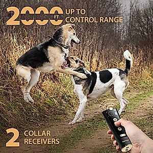 PATPET Dog Training Collar with Remote(2 Packs) - 2000FT Dog Shock Collar Include Rechargeable & IP67 Waterproof E Collar, Beep Vibration Shock Collar for Large Medium Dogs(15-140 lbs)