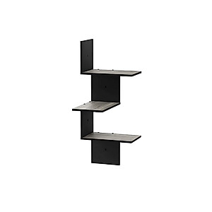 Furinno Rossi Wall Mounted Shelves 3-Tier Rectangle French Oak Grey/Black