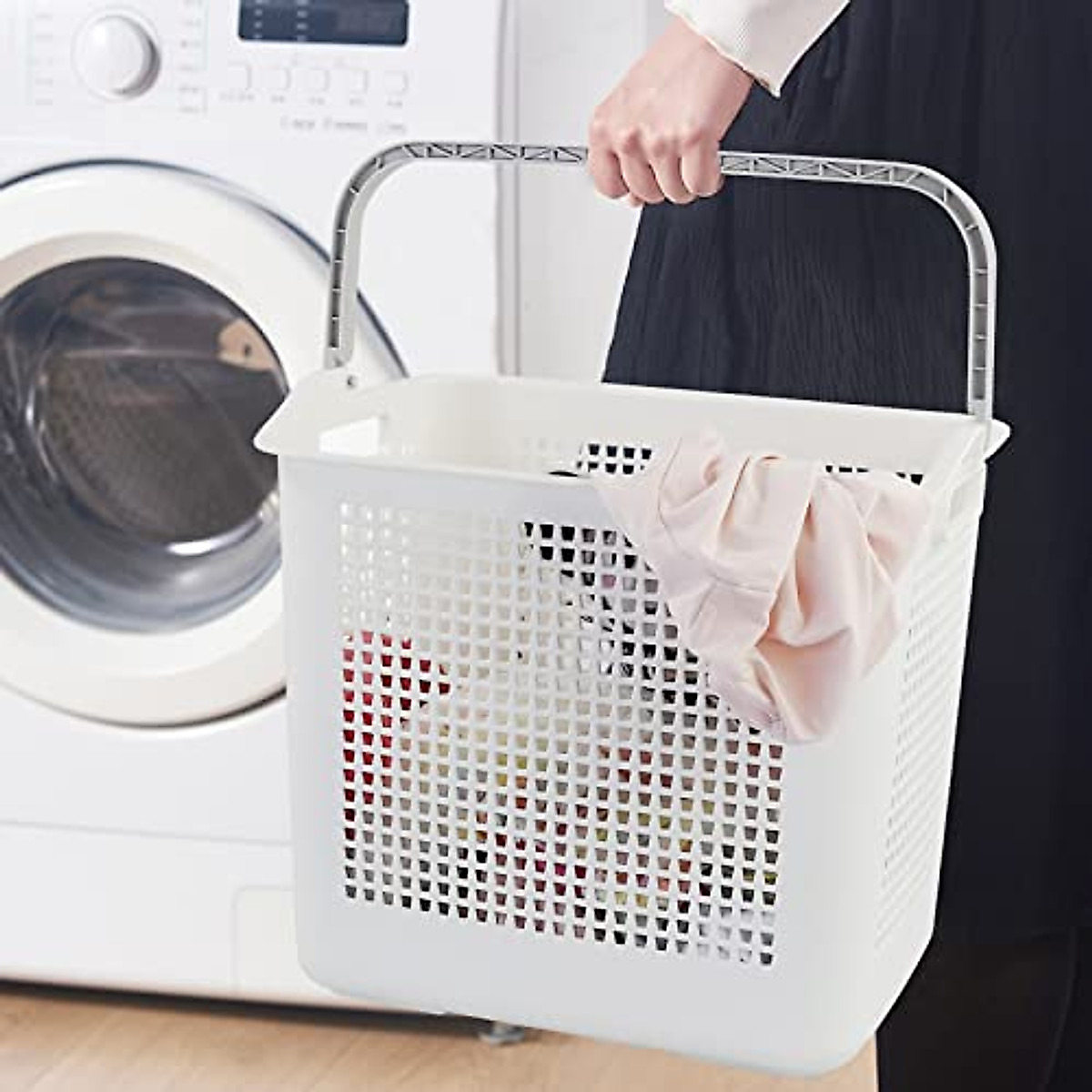 Bringer 35 L Plastic Laundry Baskets with Handle, 4-Pack Dirty Laundry Hamper, White