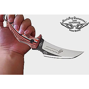 Best.Buy.Damascus1 Hunting knife Survial Red G10 Fixed Blade Knife with Kydex Sheath Prime Qulity