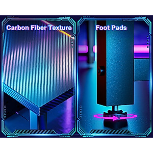 ODK L Shaped Gaming Desk with Power Outlets, 51 Inch Computer Desk with Monitor Stand, PC Gaming Desk, Corner Desk Table for Home Office Sturdy Writing Workstation, Carbon Fiber Surface, Black