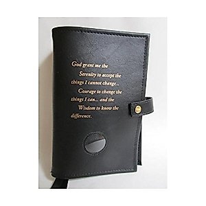 Double Narcotics Anonymous NA Basic Text & It Works, How & Why Book Cover Serenity Prayer Medallion Holder Black
