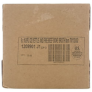 Kettle & Fire Beef Bone Broth, 100% Grass-Fed, Whole30, Gluten Free, 16.9 Oz (Pack of 6)