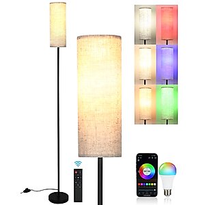 Lightess RGBWW Smart LED Floor Lamp for Living Room, Dimmable Floor Lamp Modern 67" Tall Standing Lamp for Bedroom, Remote & WiFi APP Control, 2700K-6500K Minimalist Floor Lamp RGB Bulb Included