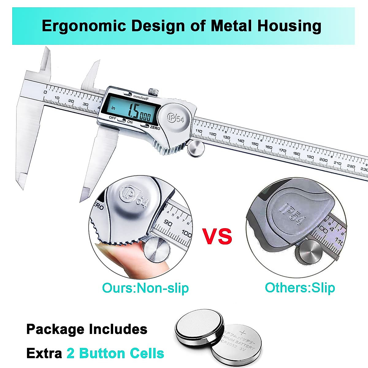 Kynup 0-12 Inch Digital Caliper, Calipers Measuring Tool with IP54 Waterproof Protection, Stainless Steel Design (150/300mm)