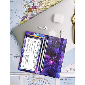 Zreal Checkbook Cover for Men & Women, Premium Vegan Leather Checkbook Holder Slim Wallets for Top & Side Tear Duplicate Checks with RFID Blocking (Starry)