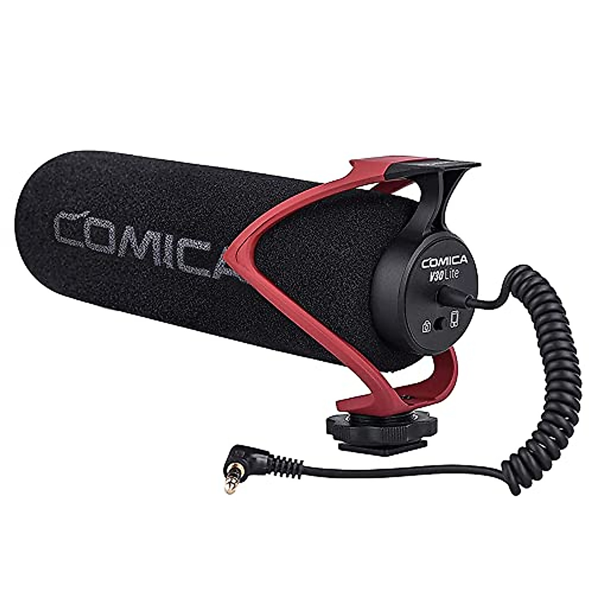 comica CVM-V30 LITE Video Microphone,Super-Cardioid Condenser On-Camera Shotgun Microphone for Canon Nikon Sony Panasonic DSLR Cameras,Mic for iPhone Android Smartphone with 3.5mm Jack(Red)