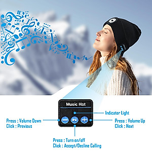 Gifts for Men, Stocking Stuffers for Men, LED Bluetooth Beanie Hat, for Men, Mens Gifts for Dad, Husband, Boyfriend, Grandpa, Cool Gadgets for Him, White Elephant Gifts for Adults