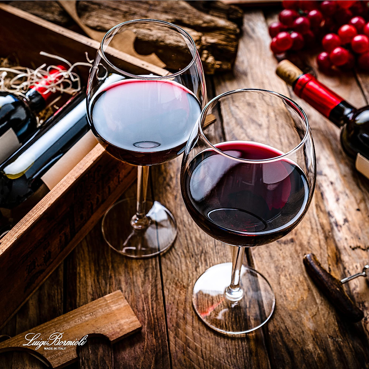 Luigi Bormioli Crescendo 22.25 Ounce, Bourgogne Wine Glasses, Set Of 4, Crystal SON-hyx Glass, Made In Italy.