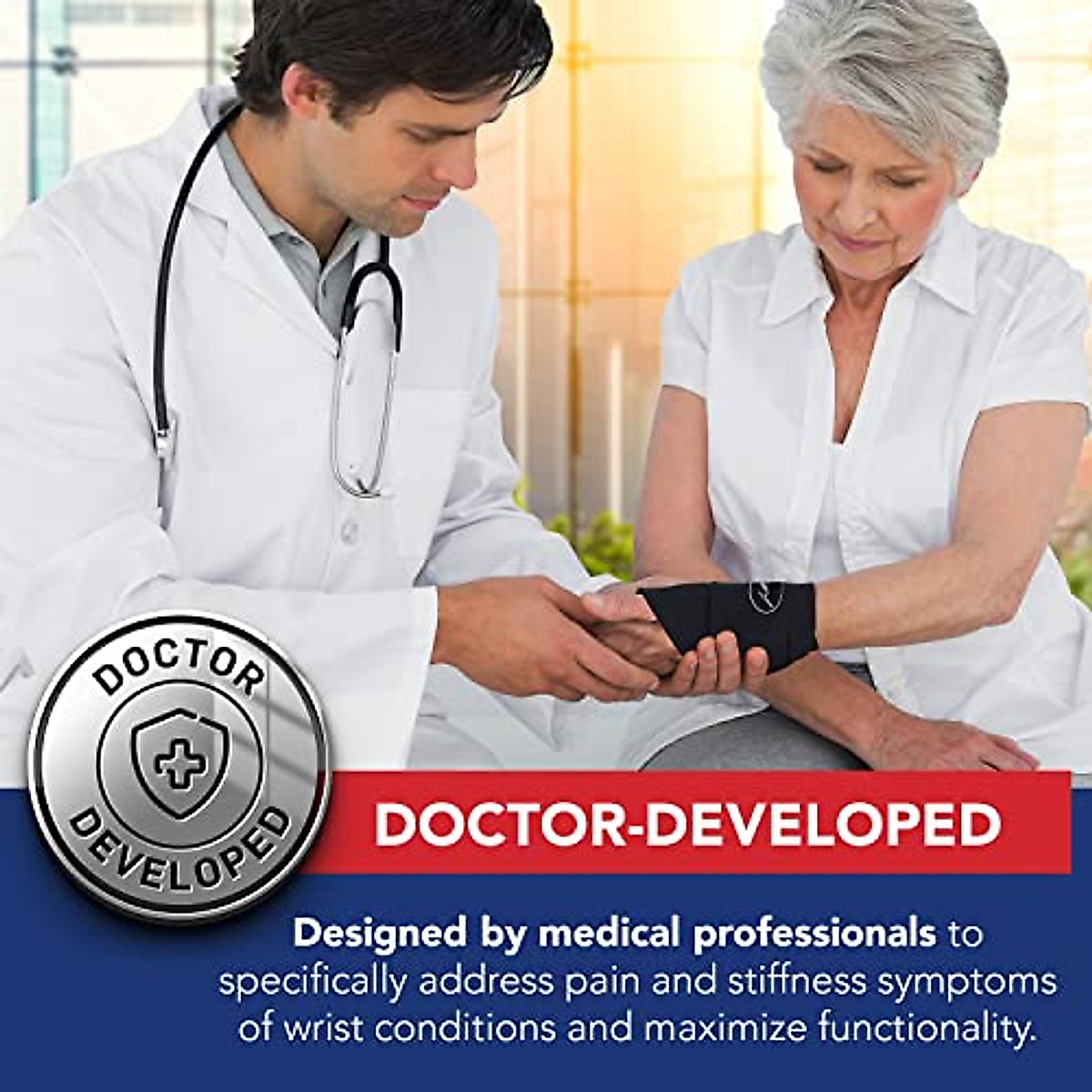 Dr. Arthritis Doctor Developed Copper Wrist Brace/Wrap for Carpal Tunnel Support, Wrist Splint Brace -F.D.A. Medical Device & Doctor Handbook-Night Support for Women Men-Right & Left hands (Single)