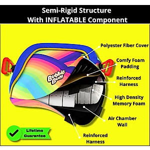 BubbleBum Inflatable Travel Booster Seat for Car, Portable Booster Seat for Car - Backless, Foldable & Narrow Slim Fit -Travel Car Seat for Kids 40-100 lbs - Rainbow