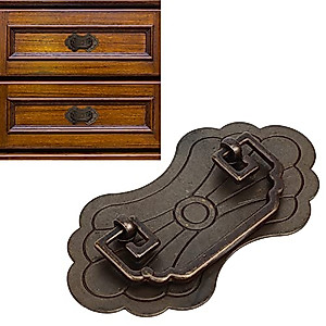 Cabinet Handles Vintage Drawer Pulls Antique Drawer Handle Retro Chinese Style Brass with 2 Screws 12.8x7cm (Bronze)