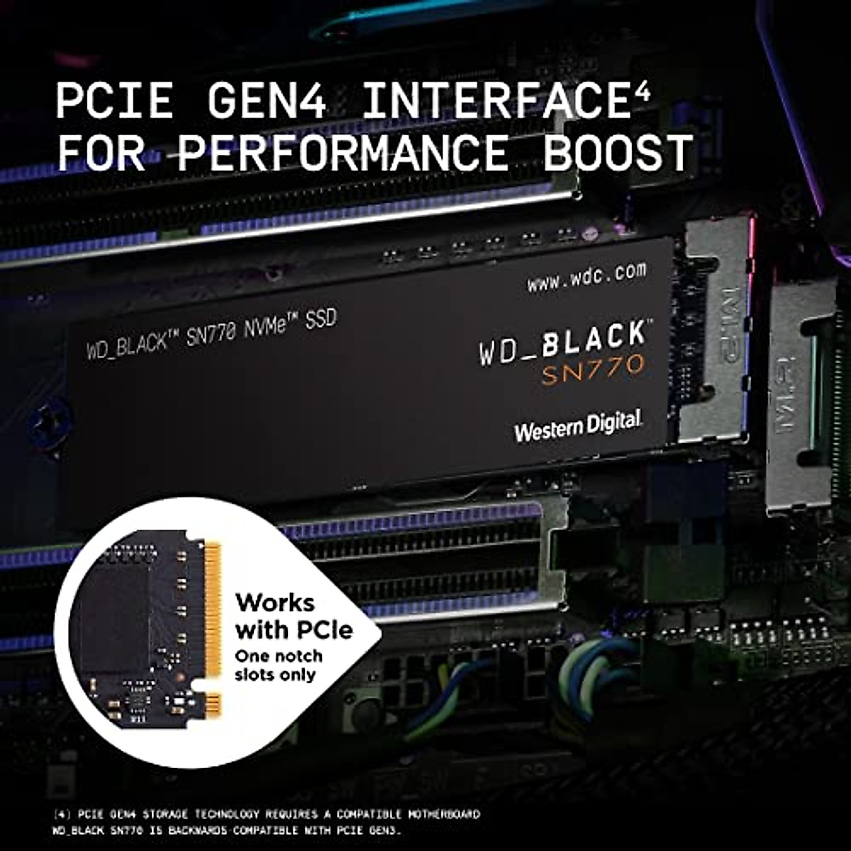 WD_BLACK 2TB SN770 NVMe Internal Gaming SSD Solid State Drive - Gen4 PCIe, M.2 2280, Up to 5,150 MB/s - WDS200T3X0E