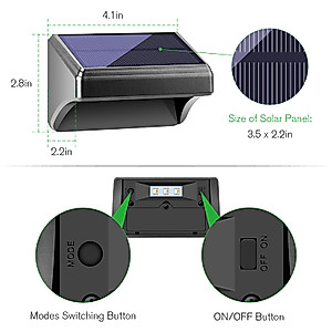 Bridika Solar Fence Lights, Outdoor Waterproof Warm White & Color Glow LED, Solar Outdoor Wall Lights for Backyard, Patio, Deck Railing, Stair Handrail, Pool and Wall (8 Packs)