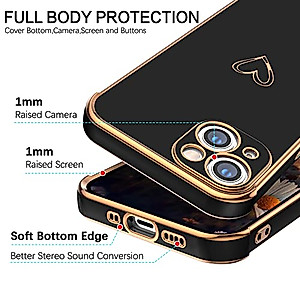 BENTOBEN iPhone 13 Mini Phone Case, Cute Heart Pattern Slim Fit Soft Flexible Shockproof TPU Bumper Protective Women Girls Boys Men Non-Slip Lightweight Cover for iPhone 13 Mini 5.4 Inch, Black