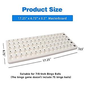 GSE Games & Sports Expert Bingo Master Board for 7/8" Bingo Balls, Bingo Calling Board for Bingo Game, Great for Parties, Large Groups, Family Game Nights (White)