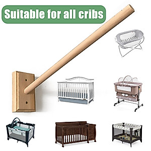 Crib Mobile Wooden Arm, Wall Mounted Suitable for All Cribs 100% Natural Larch Hanger Nusery Decor Baby Room Safe Holder(Mobile is not Included ）