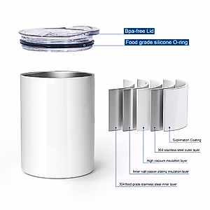 AGH 10OZ Sublimation Wine Tumblers Blanks, 4 Pack Straight Stainless Steel Tumblers with Lids and Straw, Sublimation Coffee Cups Mugs for Hot & Cold Drinks